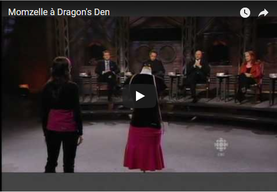 Breastfeeding with a Momzelle nursing top on Dragons’ Den